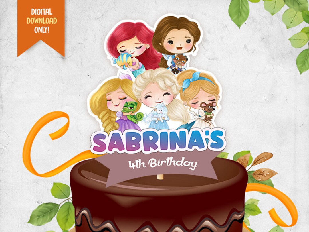 Princess Cake Topper, Cute Princess Birthday Cake Topper, Girls Party ...