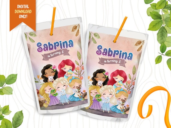 Princess Digital Juice Label Princess Juice Pouch Label Kids - Etsy