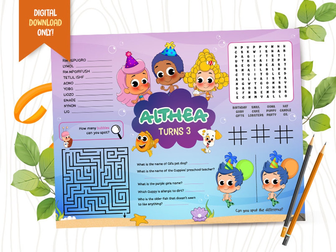 Under the Sea Activity Sheet, Animal Creatures Printable Placemat, Kids ...