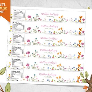 Wild Flower Digital Water Bottle Labels, Floral Printable Bottle ...