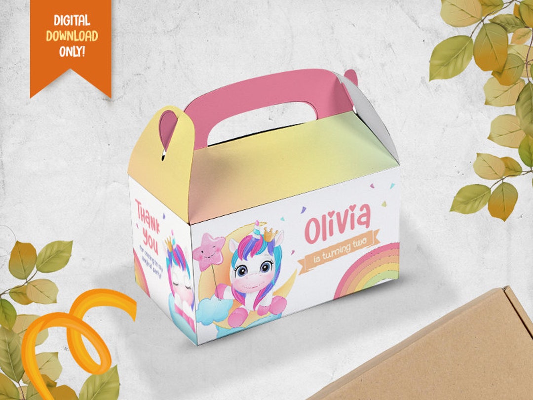 Unicorn Small DIY Goodie Box, Cute Unicorn Treat Box, Magical Favor Box ...