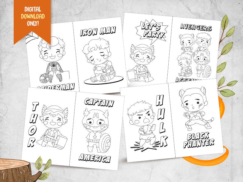 Superhero Coloring Book, Cute Heroes Printable Activity Book, Kids ...