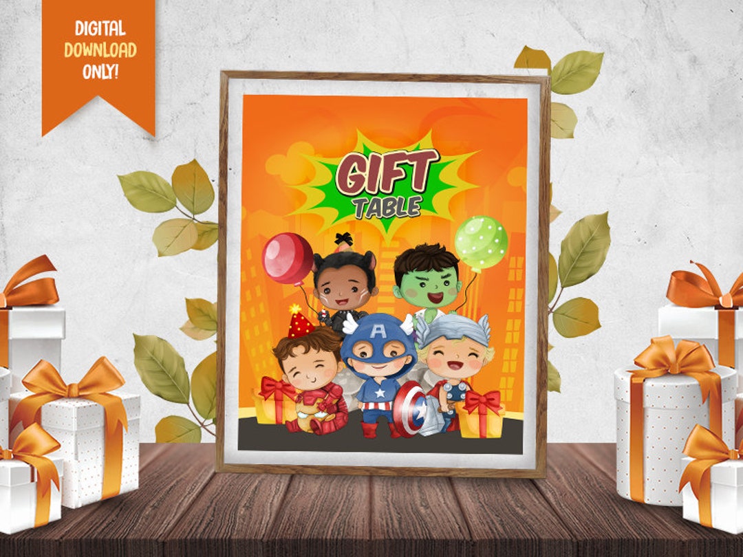 Superhero Gift Table Sign, Superheroes Gift Table Printable, Cute ...