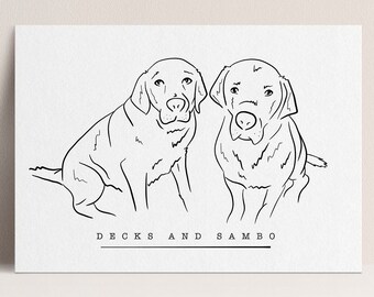 2 Pet Line Drawing - Etsy
