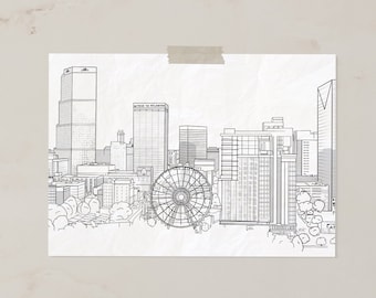 Atlanta Skyline Drawing - Etsy
