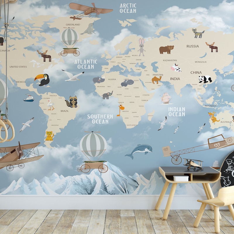 Pink Map Wallpaper - Etsy