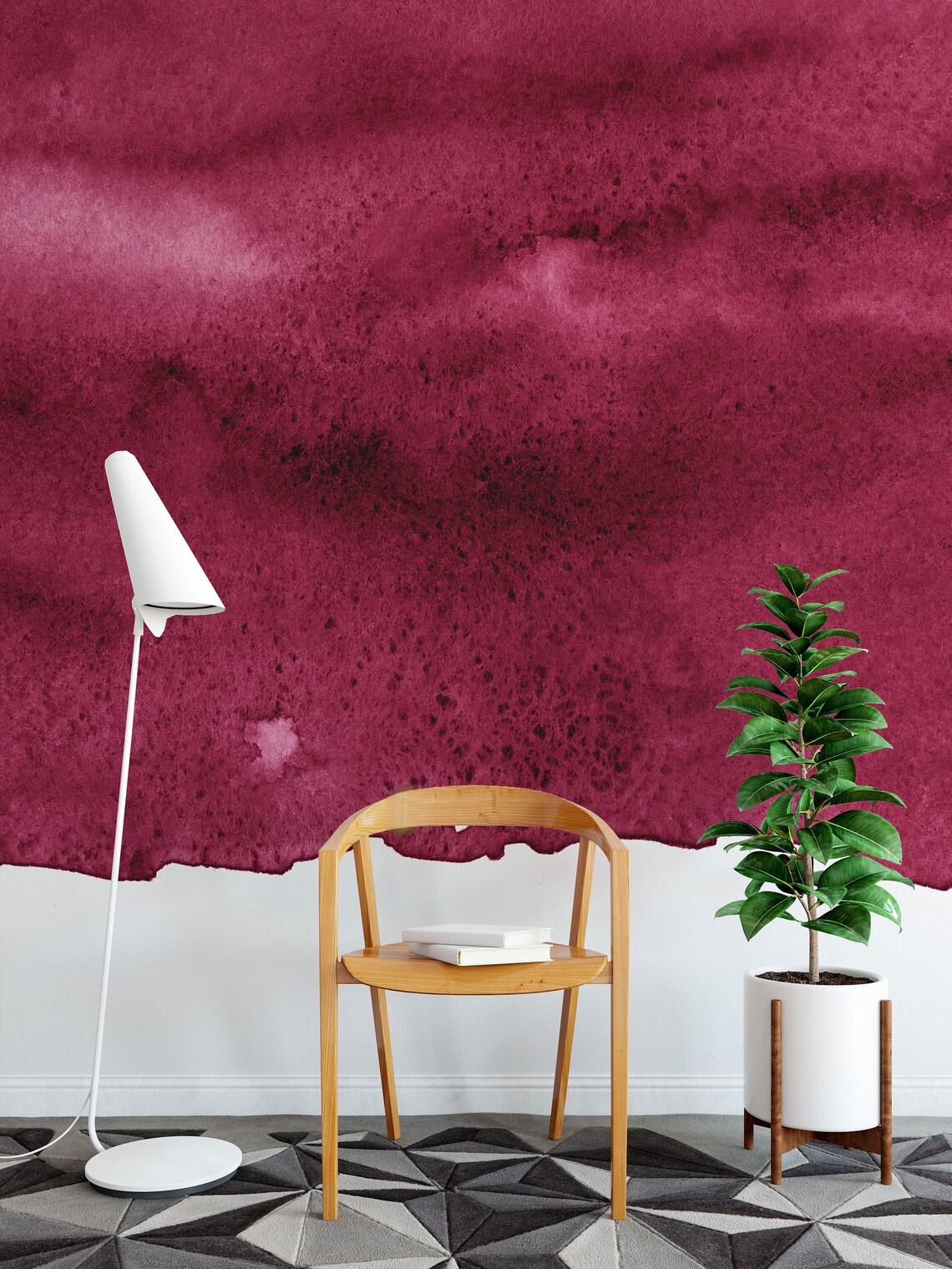 Maroon and White Watercolor Wallpaper Watercolor Removable - Etsy