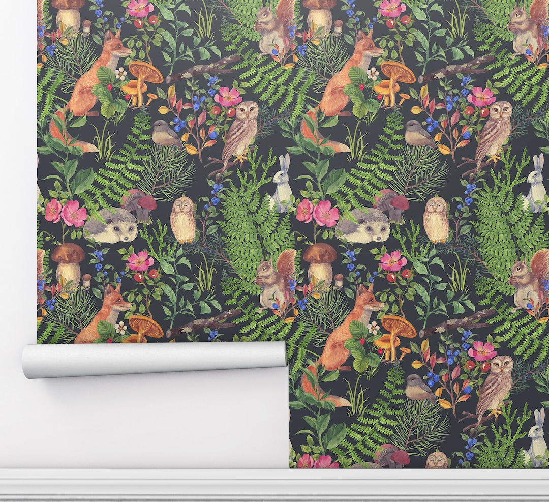 Forest Animals Removable Wallpaper: Peel and Stick Kids Decor - Etsy
