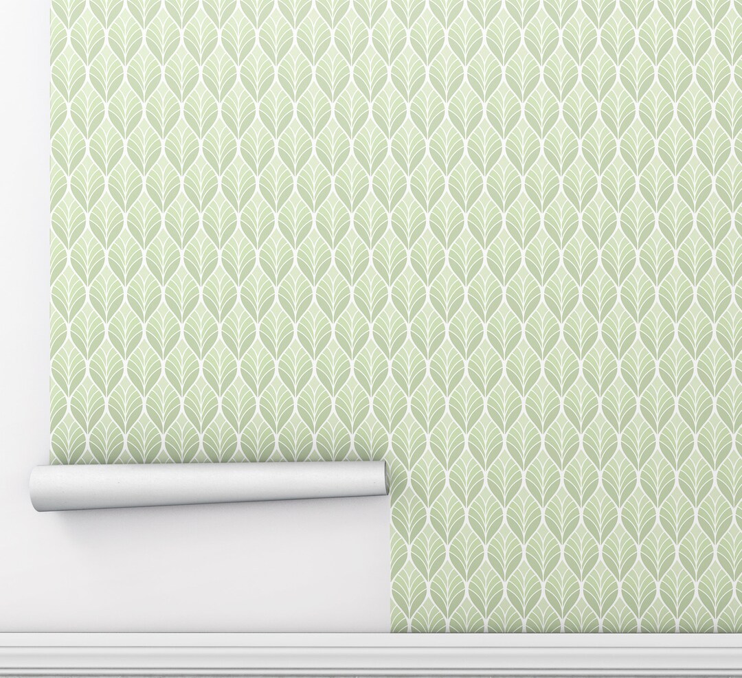 Geometric Floral Wallpaper Art Deco Leaves Wall Mural Self Adhesive ...