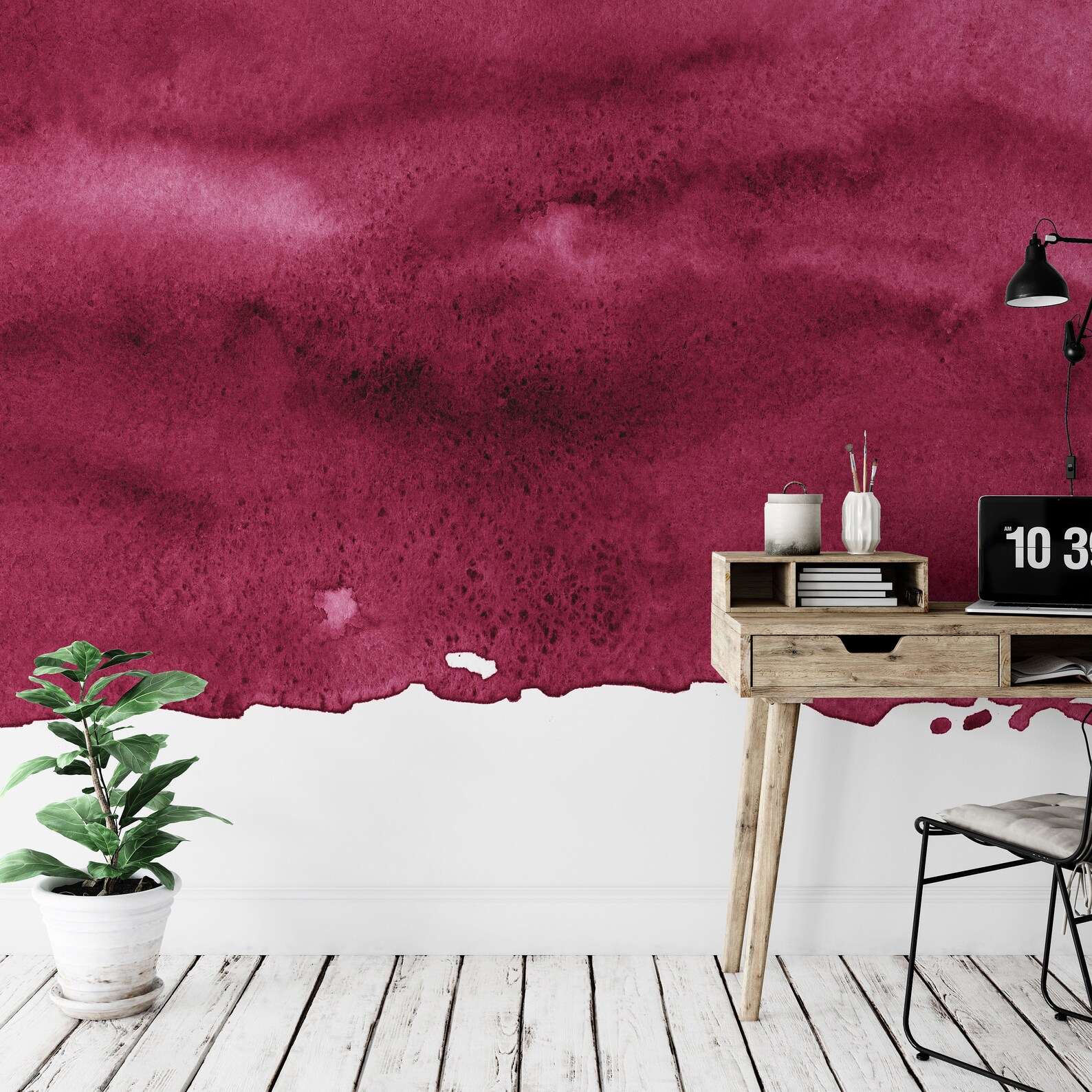 Maroon and White Watercolor Wallpaper Watercolor Removable - Etsy