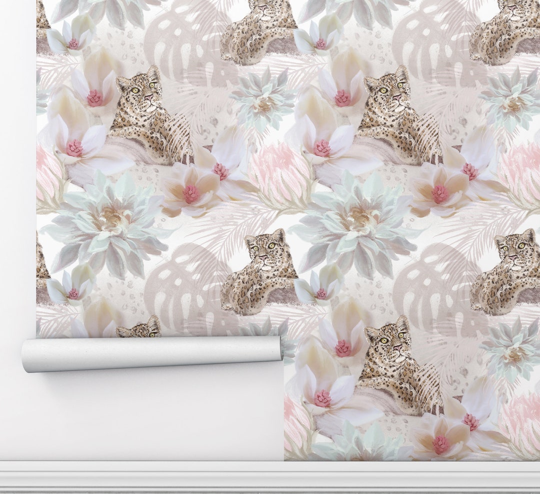 Vintage Leopard & Floral Luxury Wallpaper | Exotic Peel and Stick ...