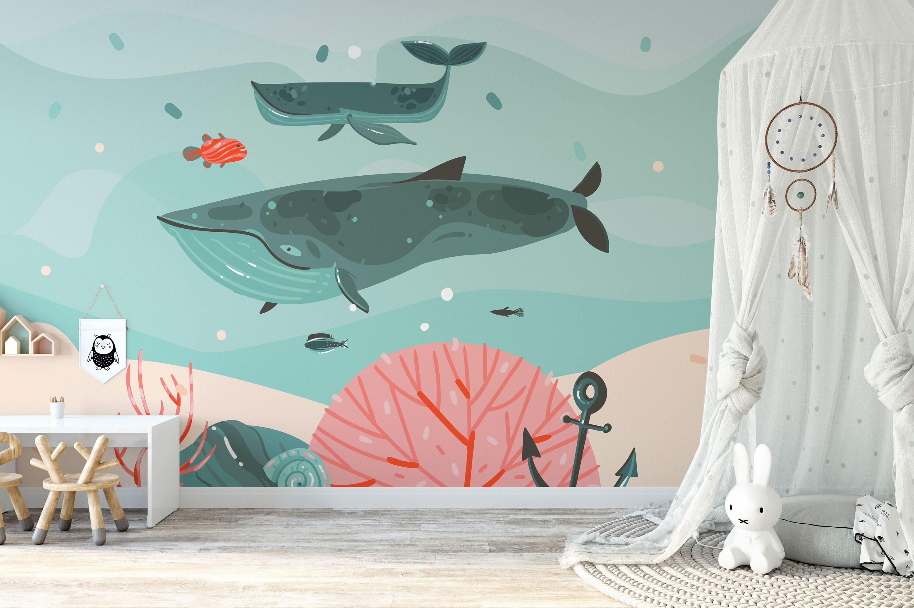 Ocean Wallpaper, Fish Removable Wallpaper, Kids Room Self Adhesive ...