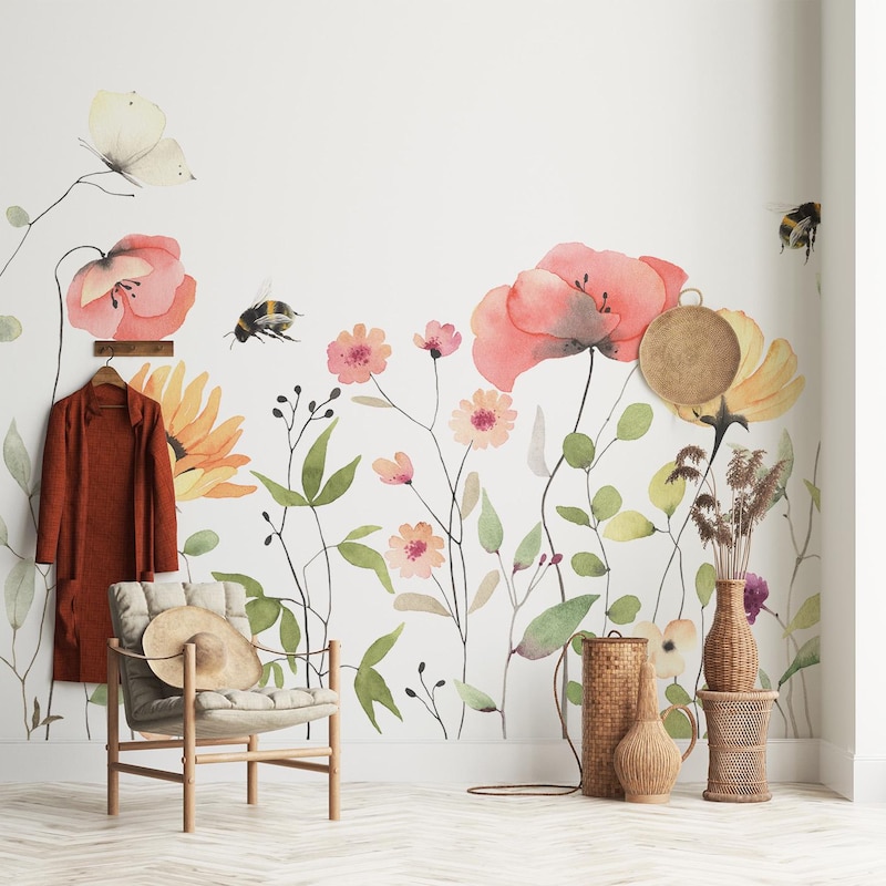 Wild Flower Wallpaper - Etsy