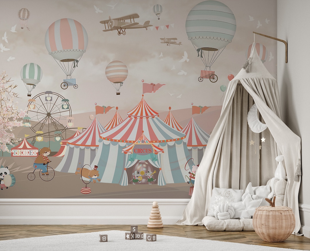 Circus Theme Wallpaper Mural: Whimsical Carnival Kids Room Decor - Etsy