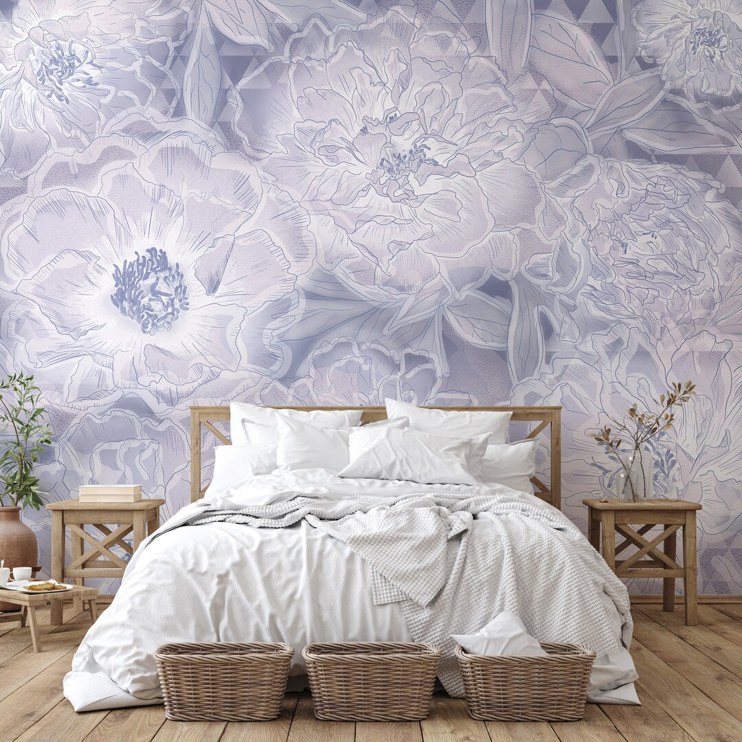 Violet Flower Design Removable Wallpaper - Blossoming Elegance ...