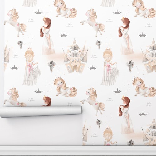 Girls Room Princess Wallpaper Princess Printed Nursery - Etsy