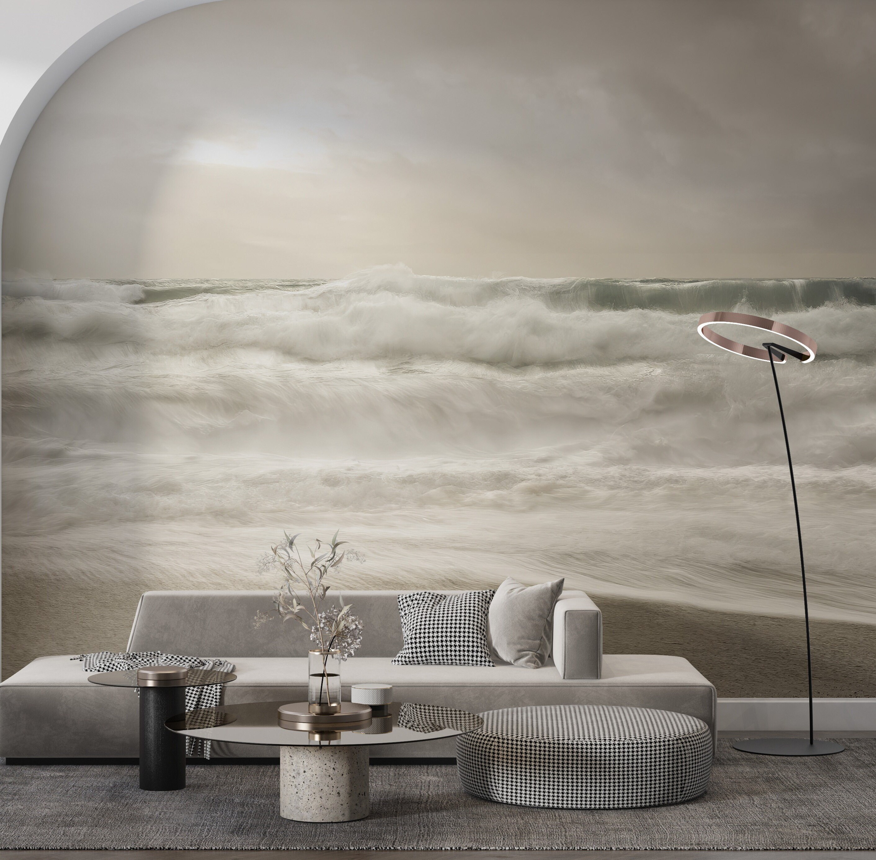 Sepia Ocean Wave Wallpaper Mural: Peel & Stick Removable Decor - Etsy