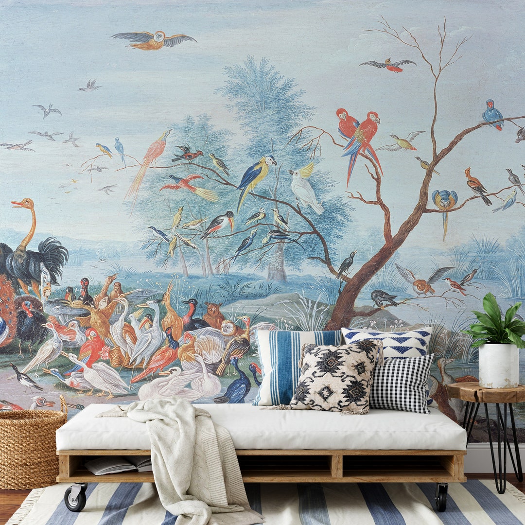 Colorful Tropical Birds Wallpaper Mural Vibrant Avian Paradise, Exotic ...