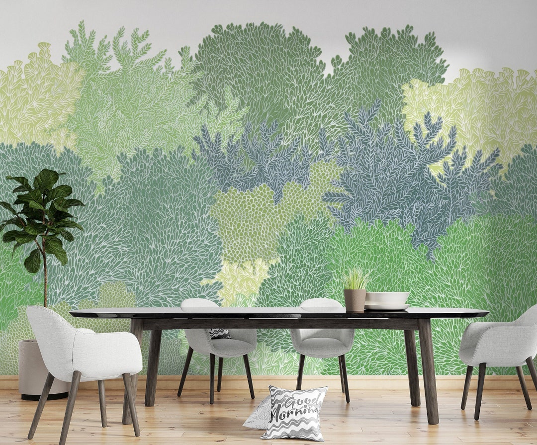 Green Forest Canopy Wallpaper Mural - Wallpaper for Walls - Vibrant ...