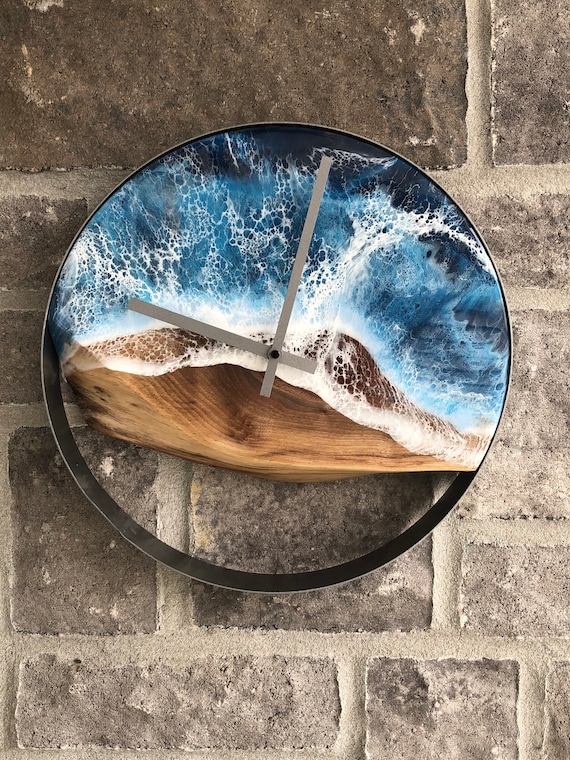 15 Inch Live Edge ocean Wave Wall Clock | Etsy