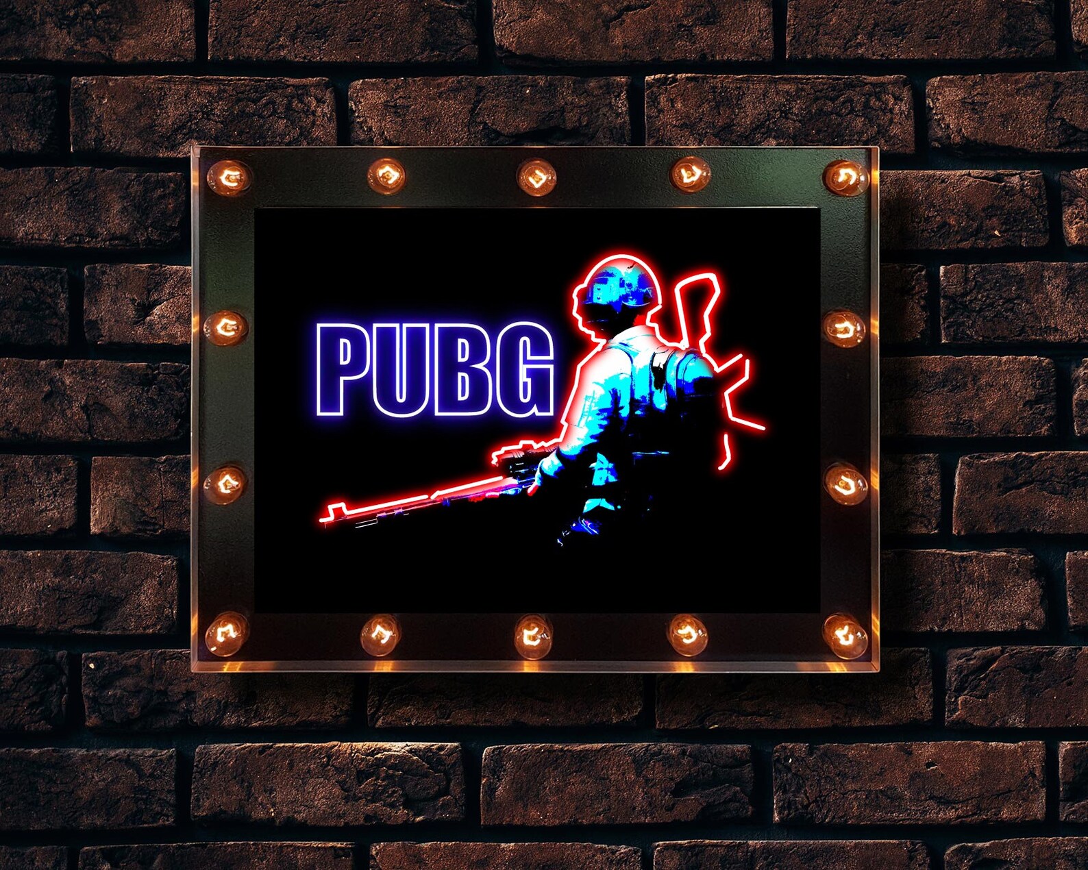 PUBG POSTER Digital printable wall art PUBG neon poster | Etsy