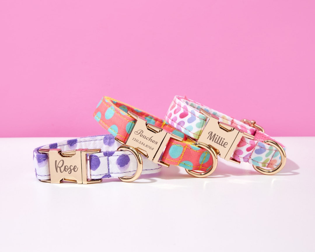Cute Custom Dog Collar, Personalized Pet Name ID Engraved on Metal ...