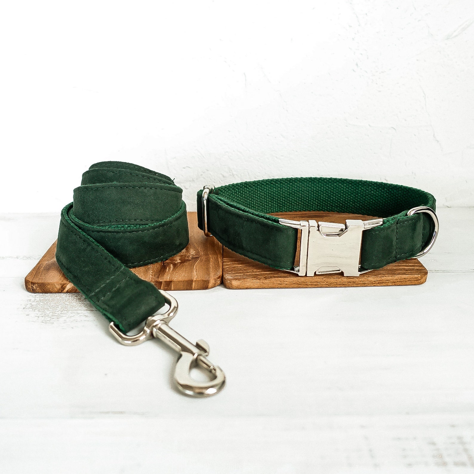 Green Dog Velvet Collar, Boy Collar Custom Dog Collar, Personalized Dog ...