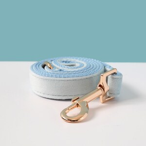 Light Blue Dog Collar and Leash Bow Dog Gift, Velvet Personalised Dog ...