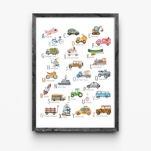 Alphabet ABC Transportation Poster, Transport Alphabet Print ...