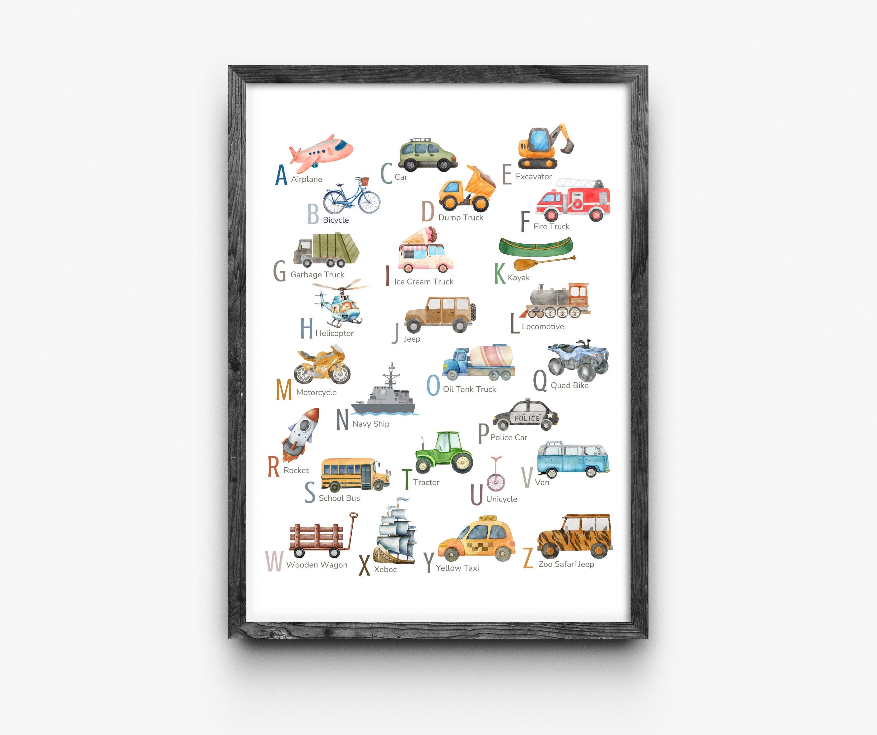 Alphabet ABC Transportation Poster, Transport Alphabet Print ...