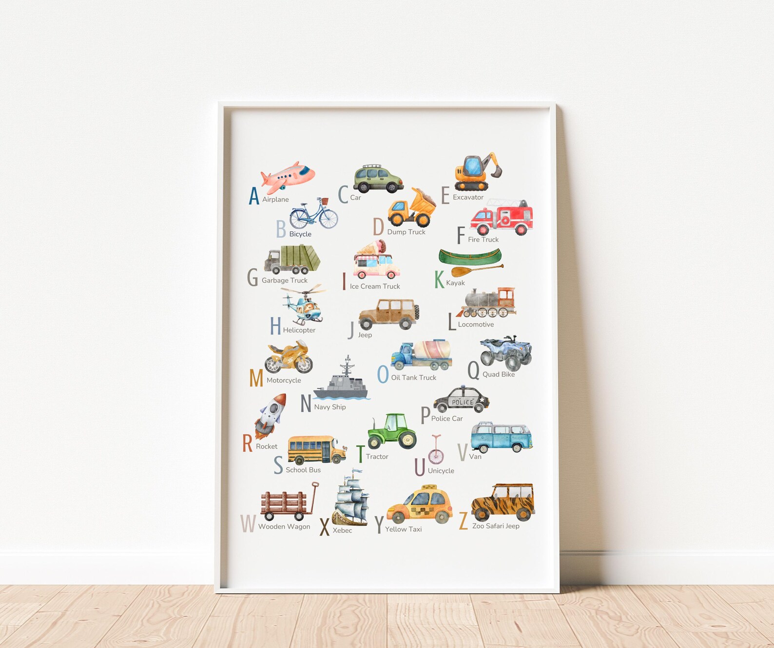 Alphabet ABC Transportation Poster, Transport Alphabet Print ...