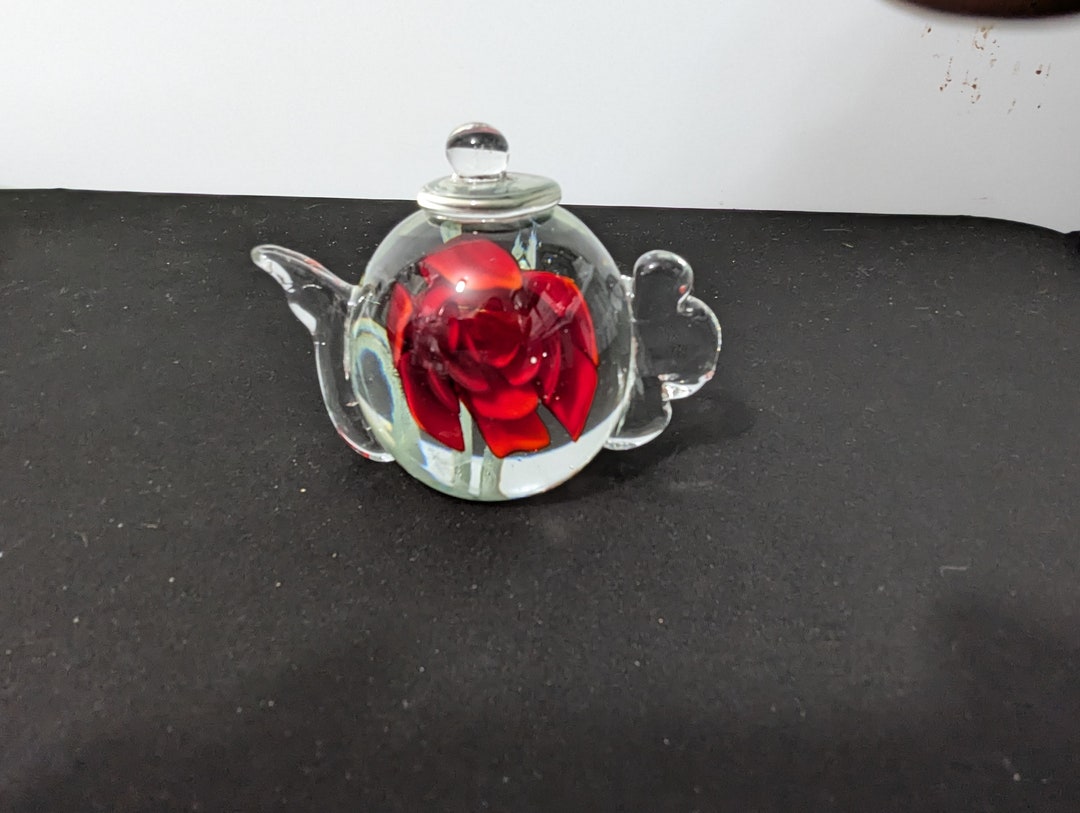 Red Tulip in a Teapot Form Paperweight - Etsy