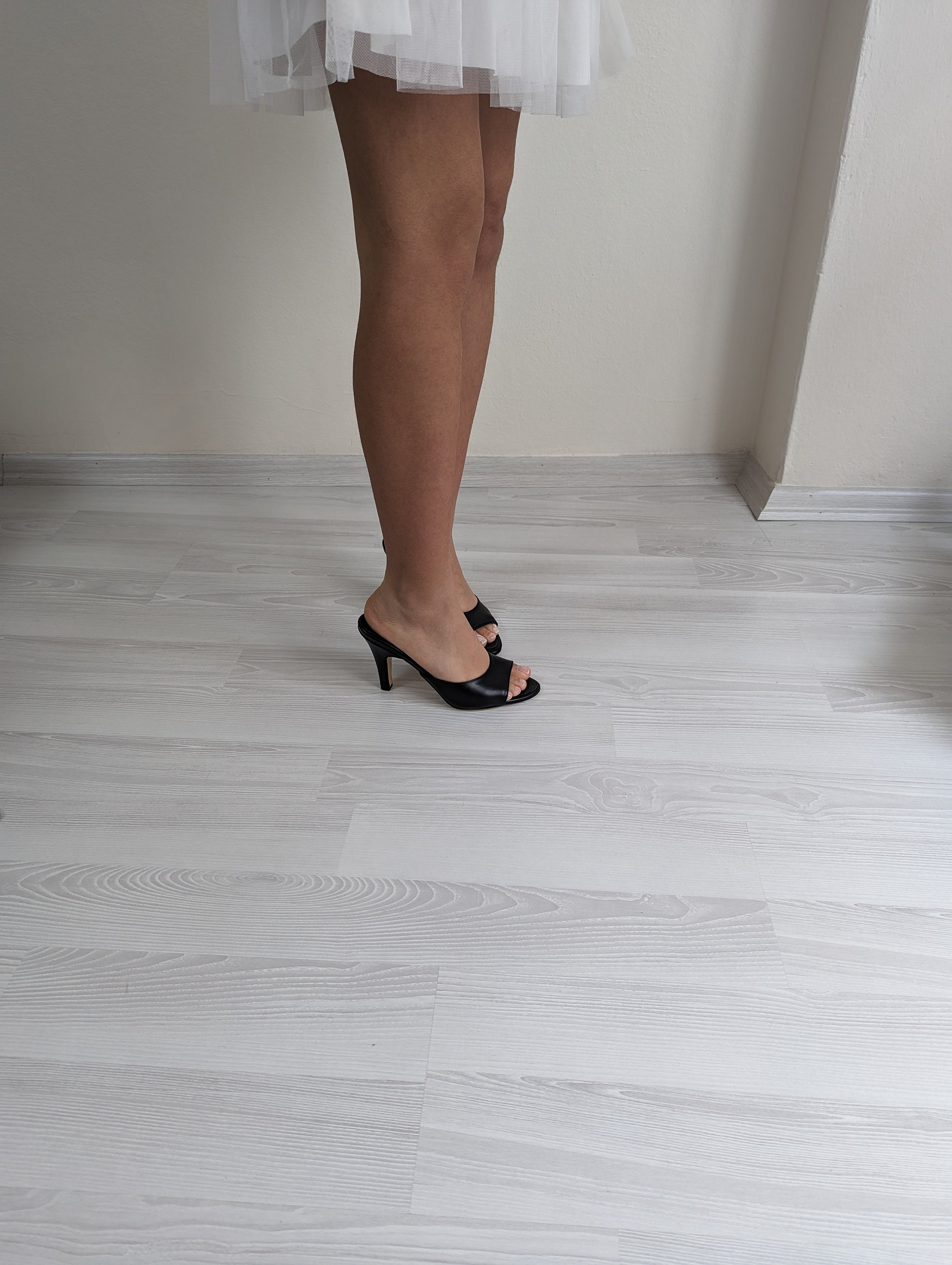 New Black Leather Spring-o-lator 4 Inch High Heel Shoes Mule Shoe - Etsy