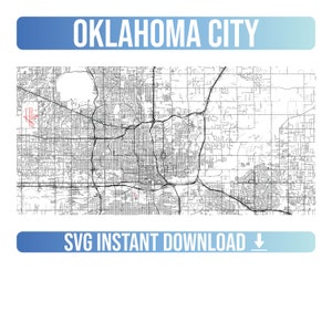 Oklahoma City SVG Vector Street Map Oklahoma City Oklahoma - Etsy