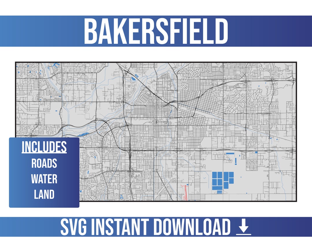 Bakersfield SVG Vector Street Map | Bakersfield, California, United ...
