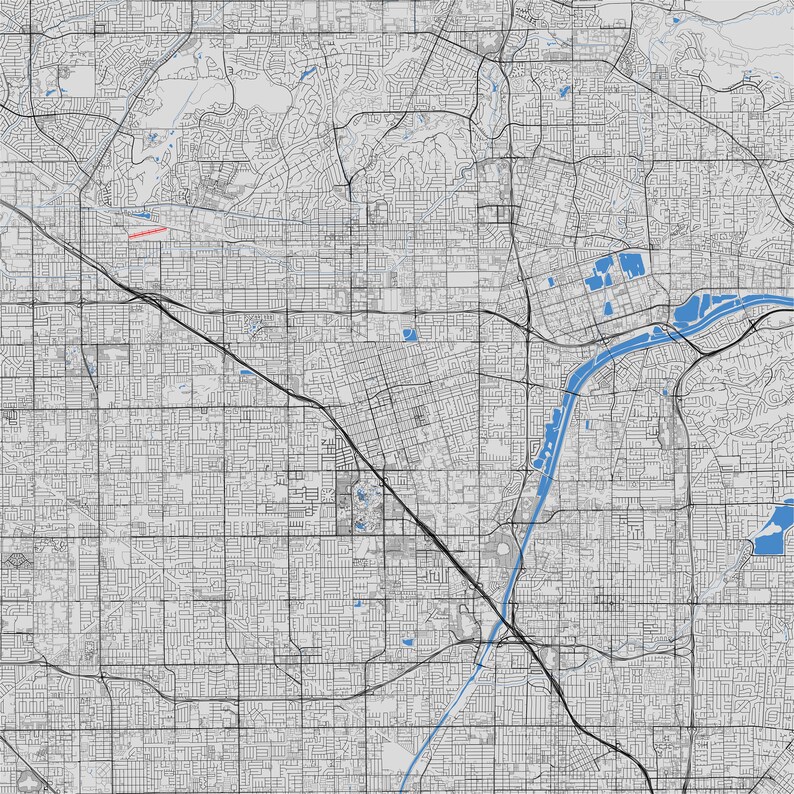 Mapa de calles de Anaheim SVG Vector / Anaheim, California, Estados ...