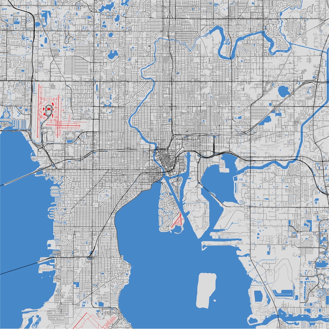 Tampa SVG Vector Map | Tampa, Florida, United States | Full Vector ...