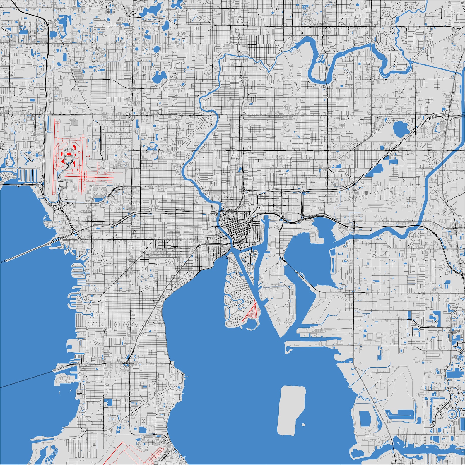Tampa SVG Vector Map | Tampa, Florida, United States | Full Vector ...