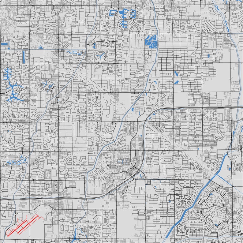 Gilbert SVG Vector Street Map | Gilbert, Arizona, United States | Full ...
