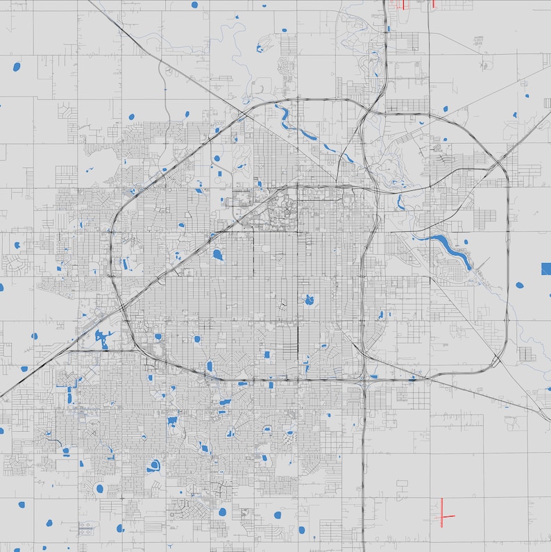 Lubbock SVG Vector Street Map | Lubbock, Texas, United States | Full ...