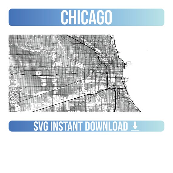 Chicago SVG Street Map Chicago Illinois United States - Etsy