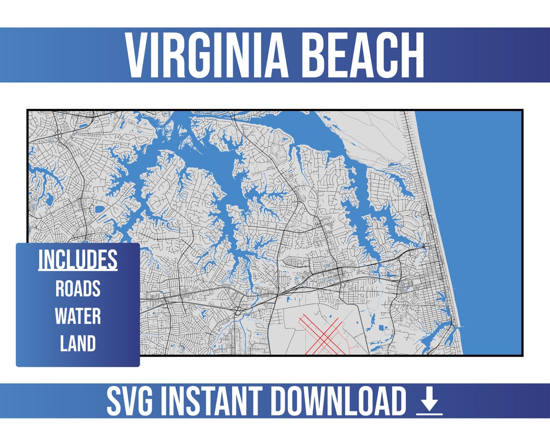 Virginia Beach SVG Vector Map | Virginia Beach, Virginia, United States ...