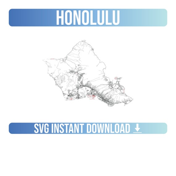 Honolulu SVG Vector Street Map Honolulu Hawaii United - Etsy