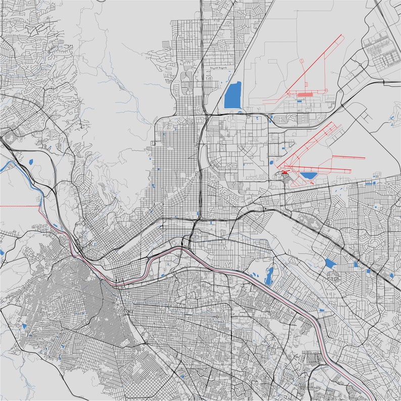 El Paso SVG Vector Street Map | El Paso, Texas, United States | Full ...