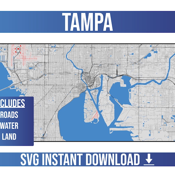 Tampa Florida Map Svg - Etsy