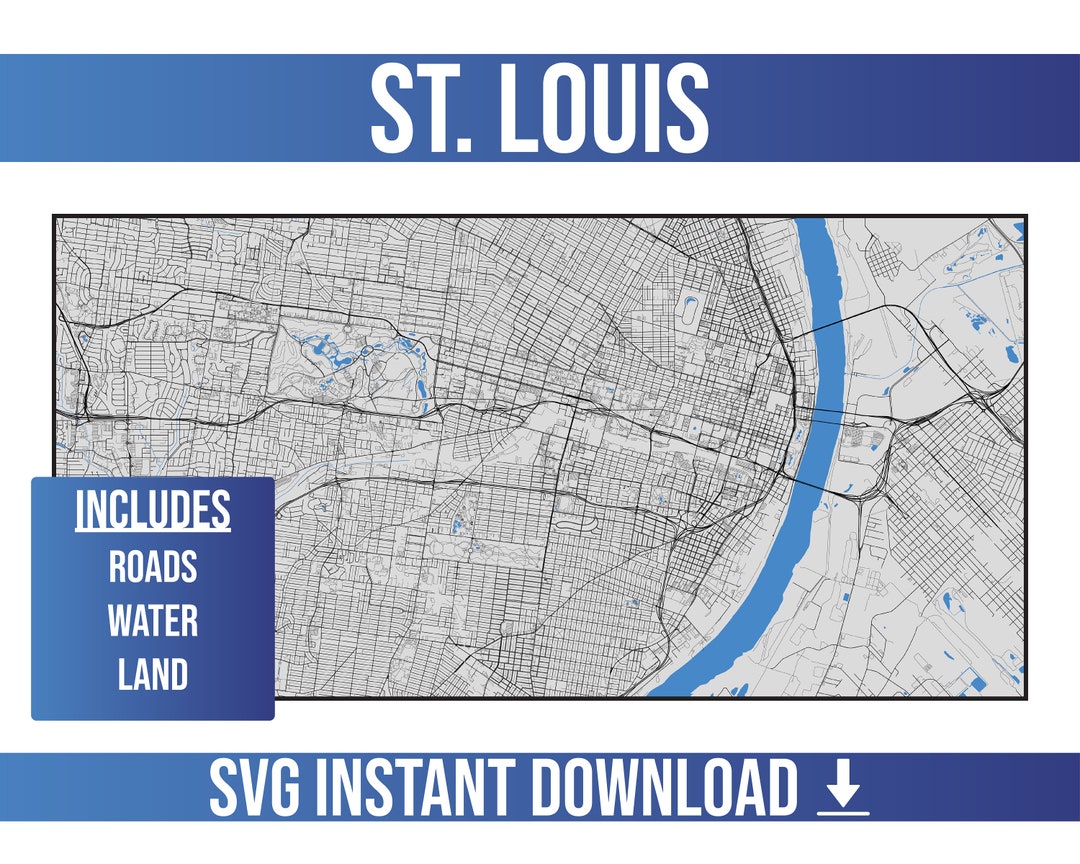 St. Louis SVG Vector Map | St. Louis, Missouri, United States | Full ...