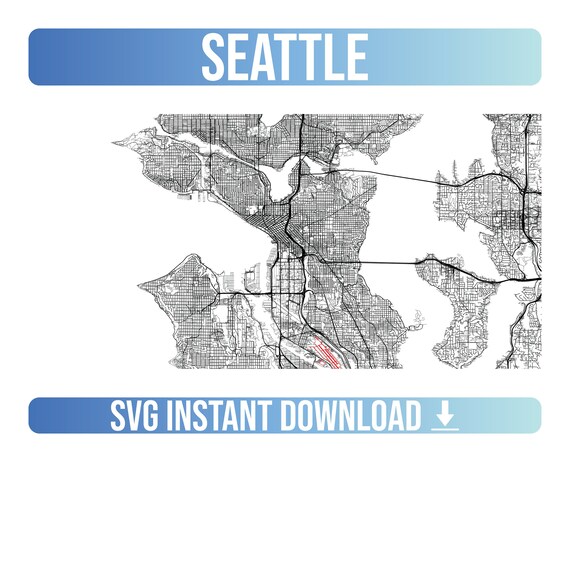 Seattle SVG Vector Street Map Seattle Washington United - Etsy