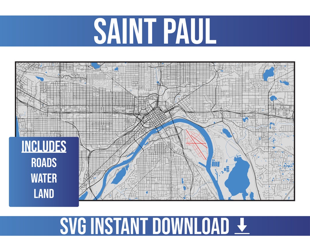 Saint Paul SVG Vector Street Map | Saint Paul, Minnesota, United States ...