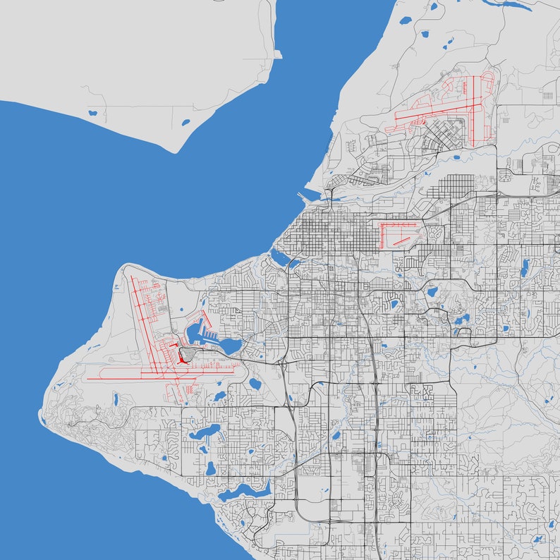 Anchorage SVG Vector Street Map | Anchorage, Alaska, United States ...