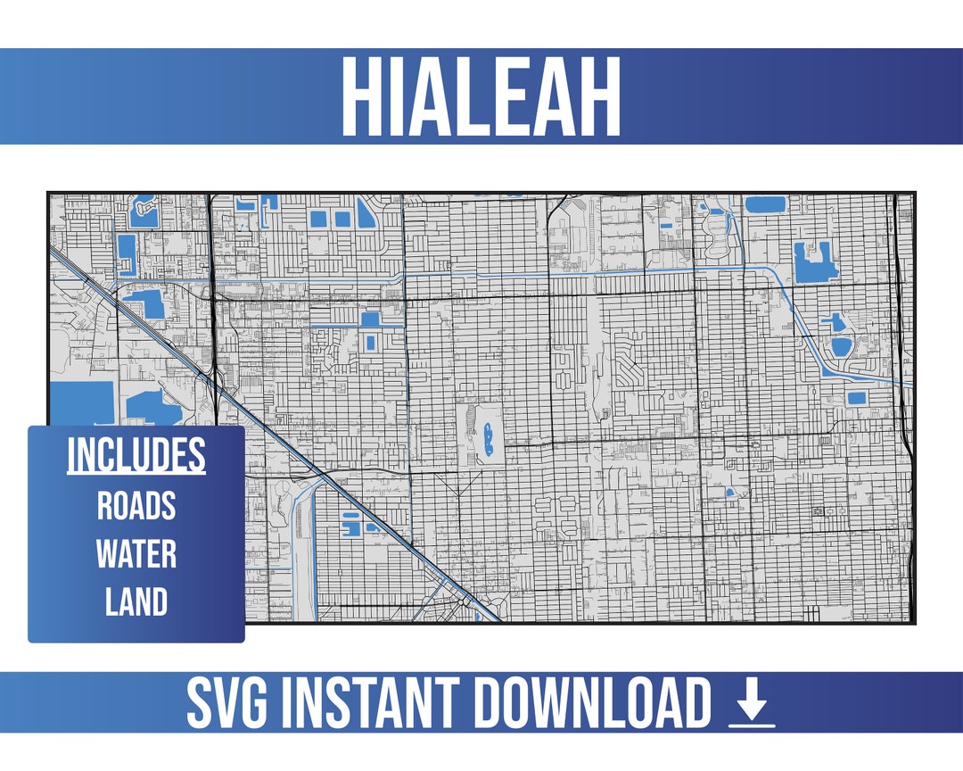 Hialeah SVG Vector Street Map | Hialeah, Florida, United States | Full ...